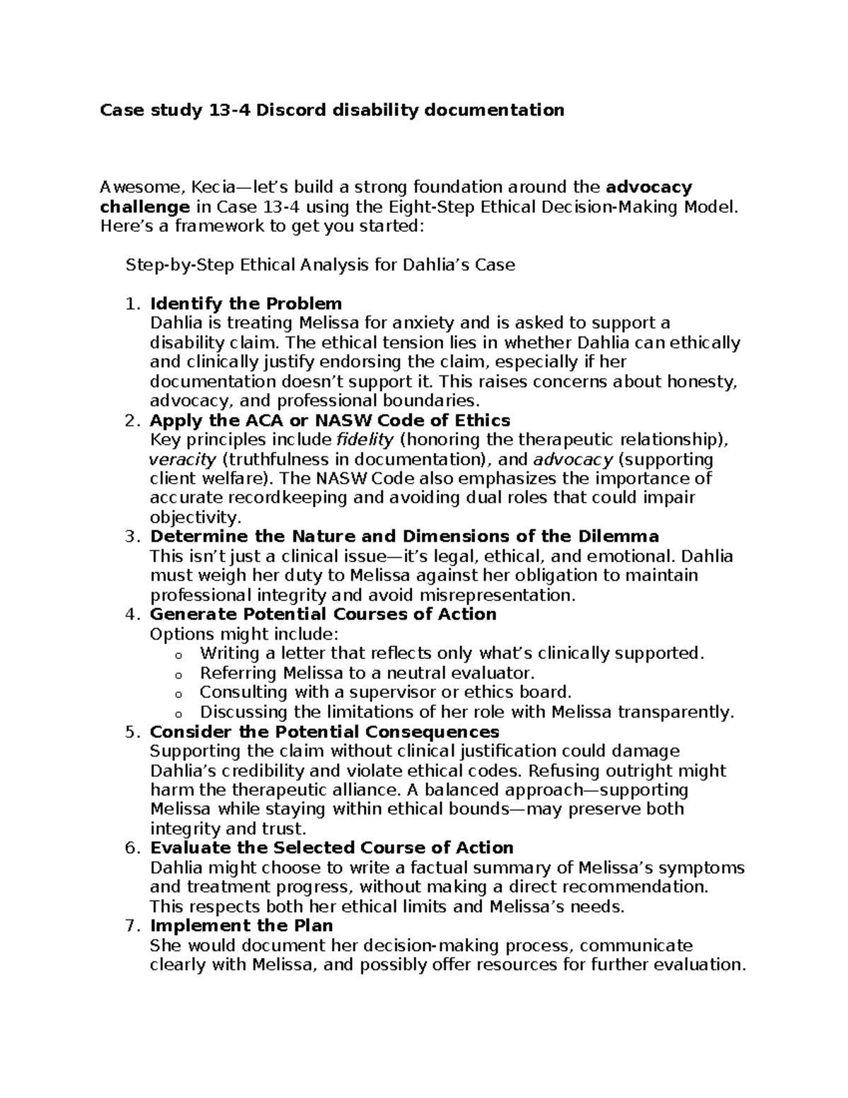 Case Study 13-4: Ethical Dilemma in Disability Documentation - Studocu