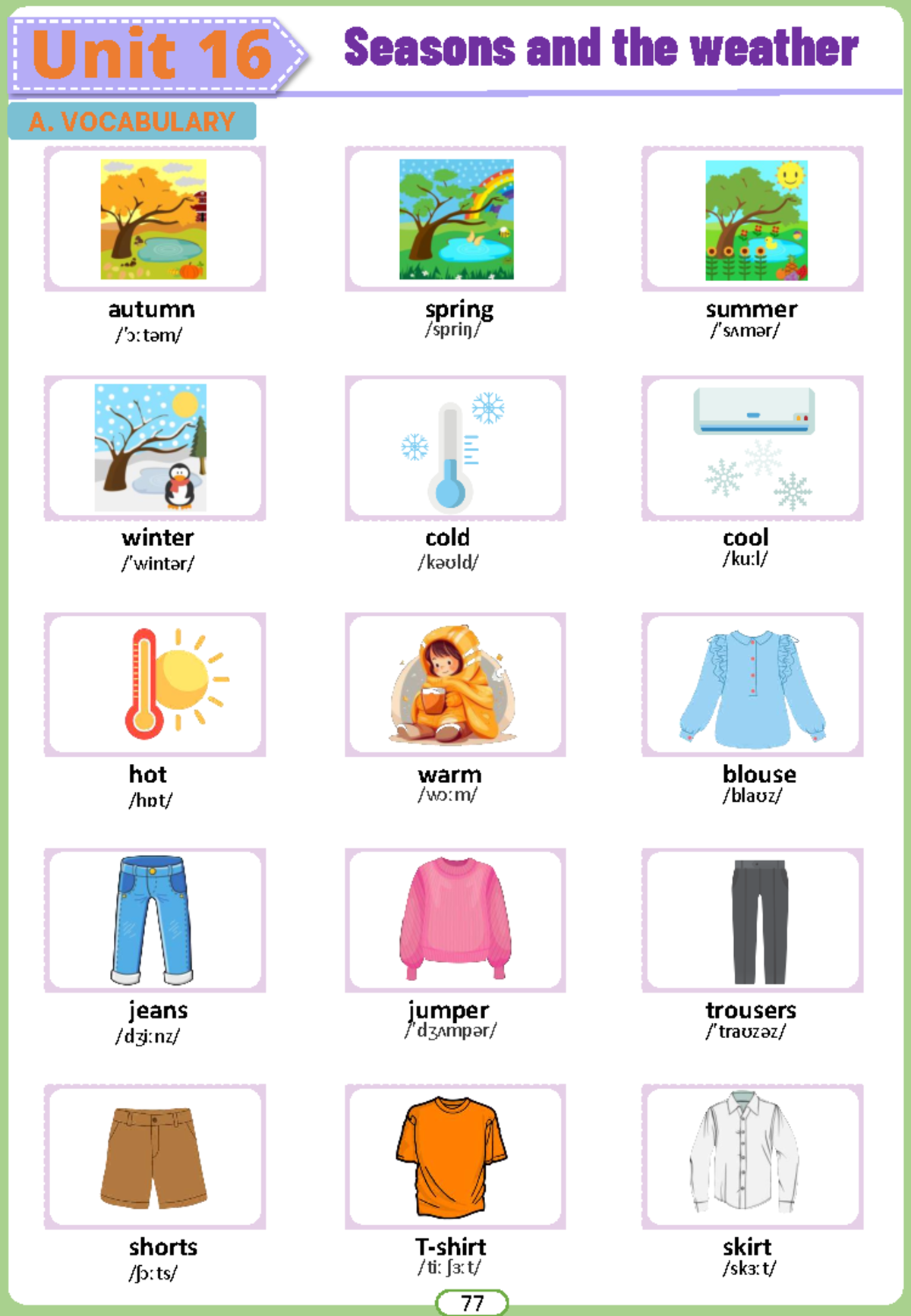 E5-U16 Weather Vocabulary and Structures for Seasons - Studocu
