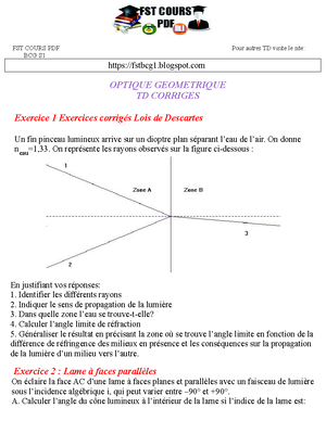 Résumé optique géométrique S2 - Optique Géométrique - Studocu