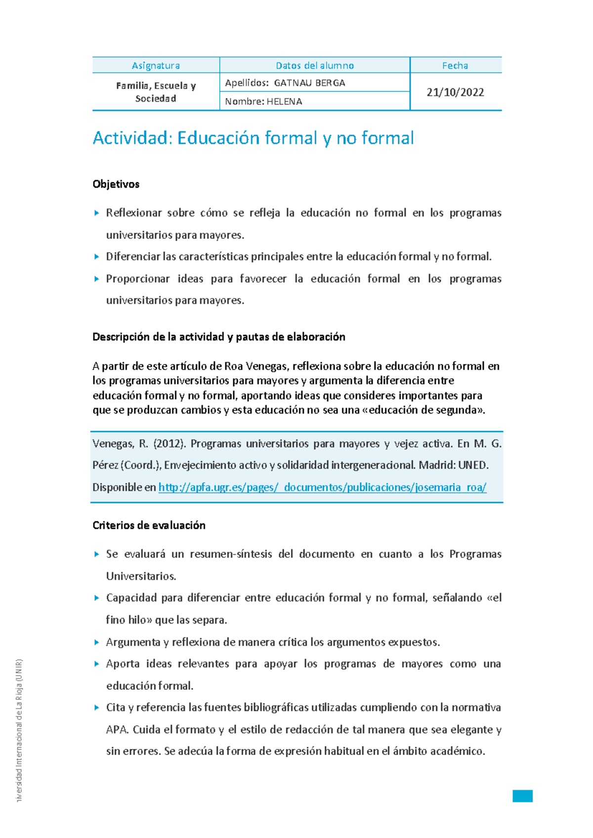 Actividad ED Formal Y NO Formal - 1 Familia, Escuela y Sociedad ...
