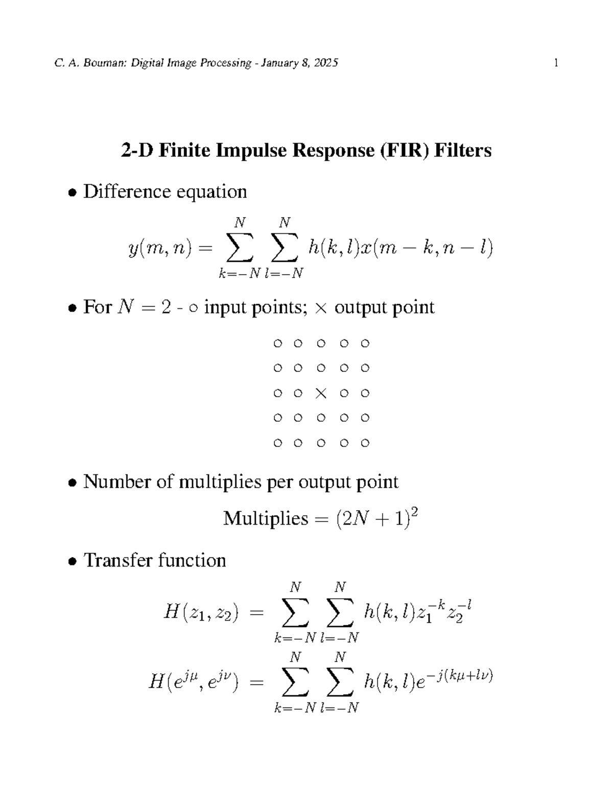 Digital Image Processing: FIR and IIR Filters Overview (C. A. Bouman ...