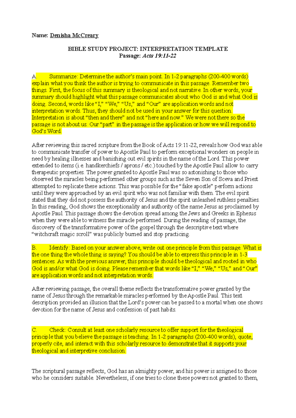 BIBLE STUDY PROJECT: INTERPRETATION WK4 - Acts Analysis - Studocu