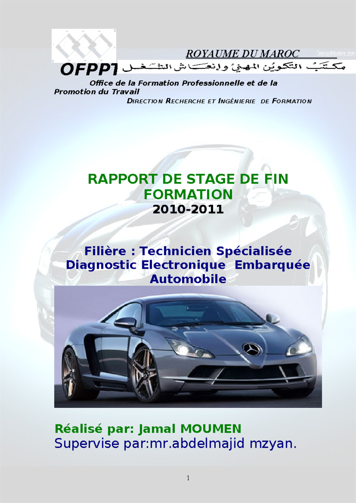Rapport de Stage de Fin de Formation en Diagnostic Électronique ...