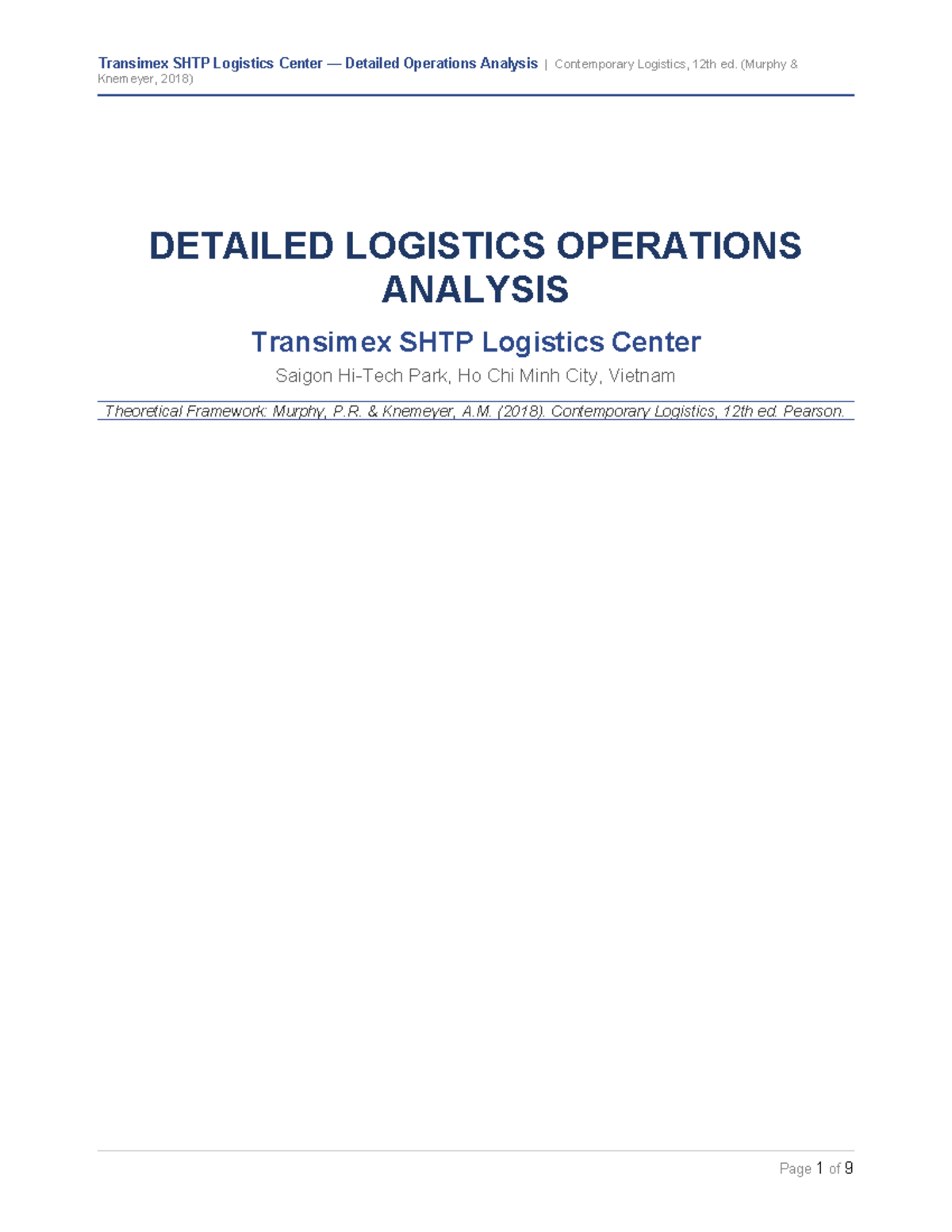 Transimex SHTP Logistics Center Operations Analysis (LOG 101) - Studocu
