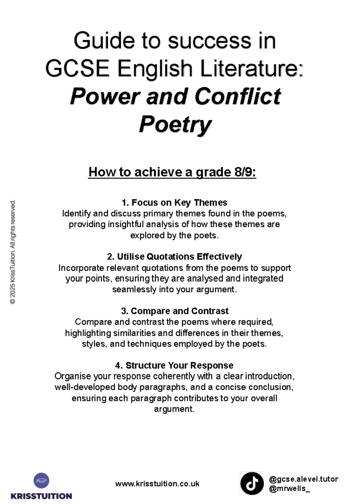 GCSE English Literature: Power and Conflict Poetry Study Guide - Studocu