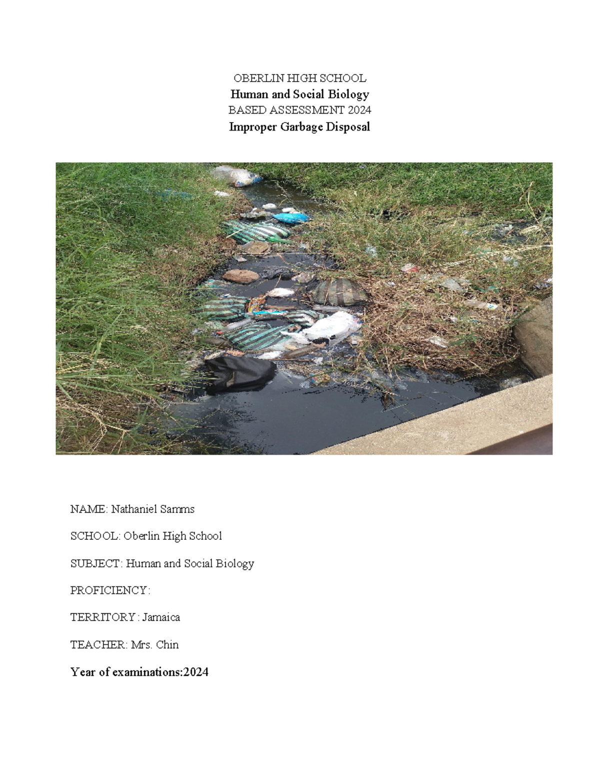 HSB SBA-1: Improper Garbage Disposal Impacts in New Garden 2024 - Studocu