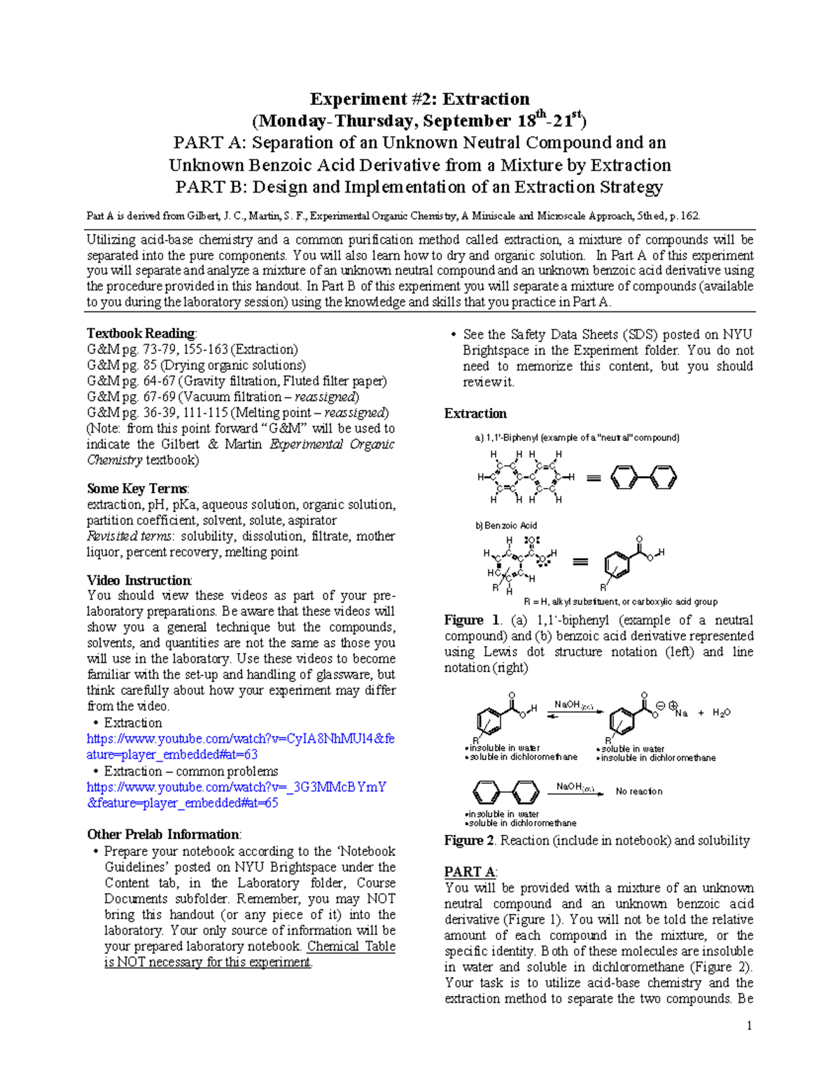 FA23 CHEM 225 Exp2 Handout Extraction 001 - 1 Experiment #2: Extraction ...