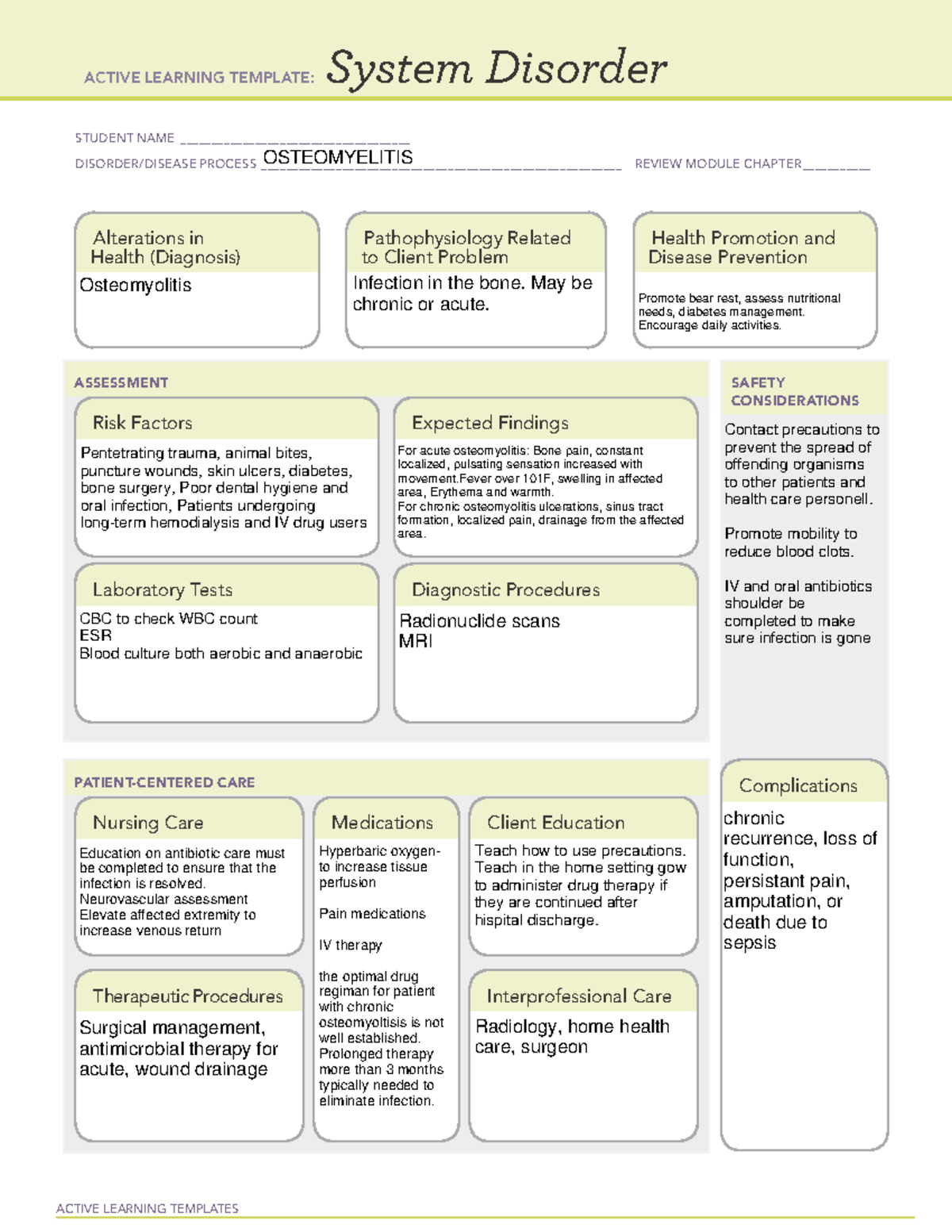 System disorder template (2) (3) - ACTIVE LEARNING TEMPLATES System ...