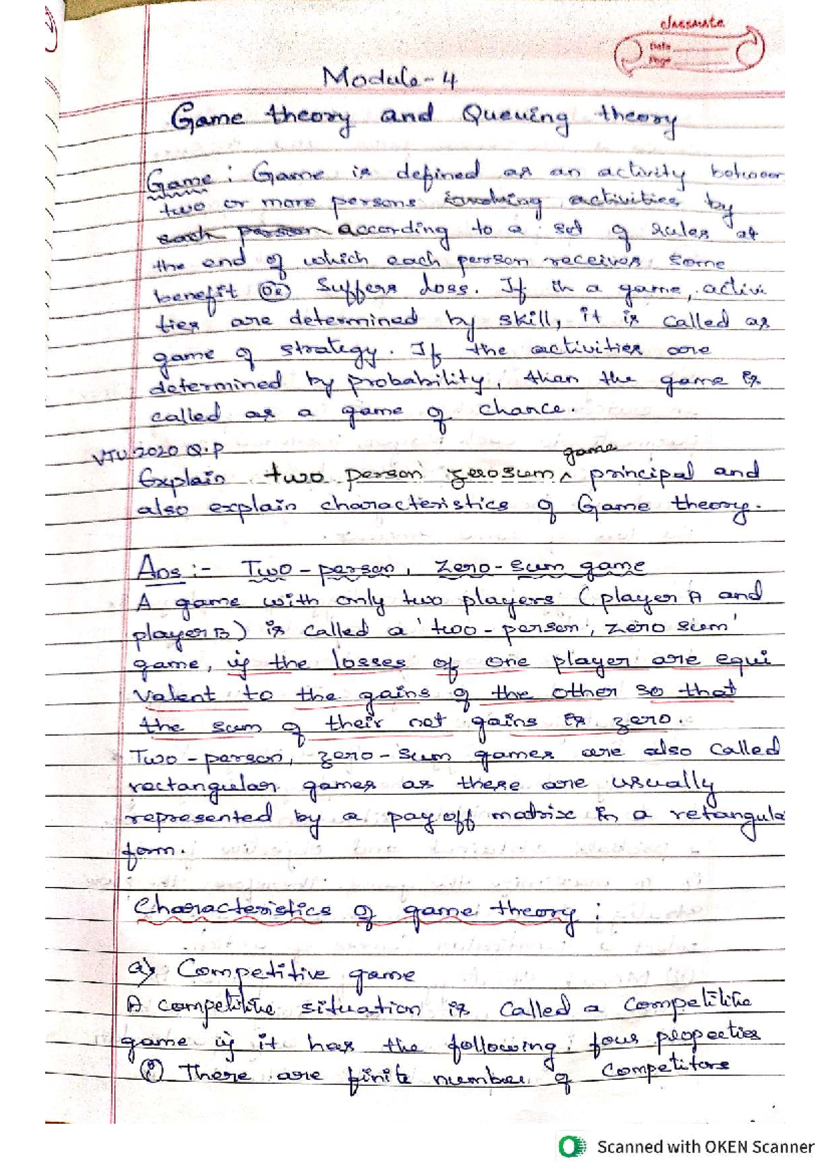 Module-4 Game Theory Notes: Concepts & Strategies - Studocu