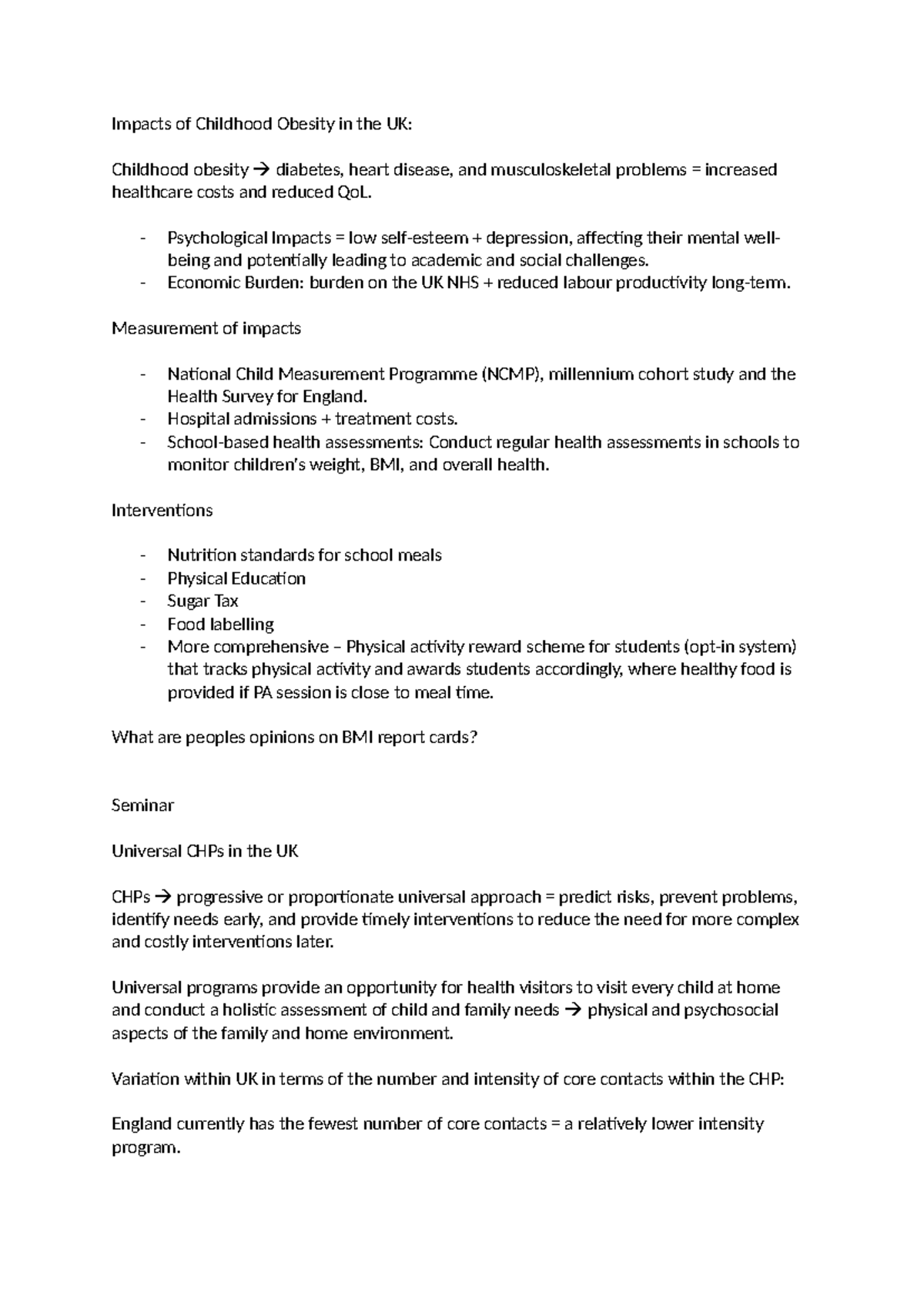 Child Health - Week 1 Overview: Impacts of Childhood Obesity in the UK ...