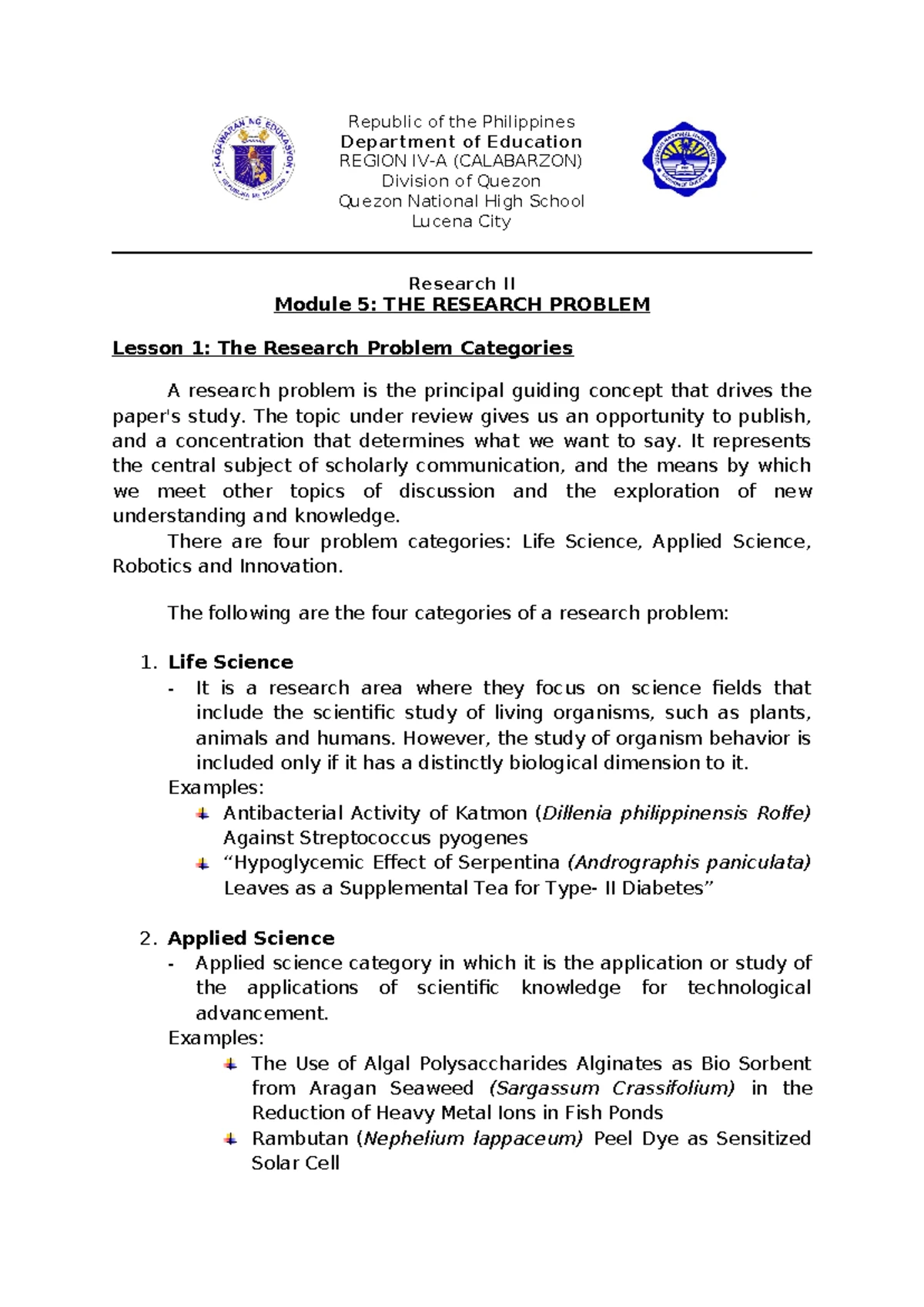 **Research II - Quarter 1 Module 1: Nature of Research Overview** - Studocu