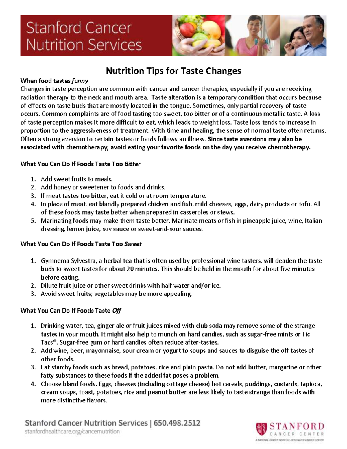 Nutrition Tips for Managing Taste Changes During Cancer Treatment - Studocu
