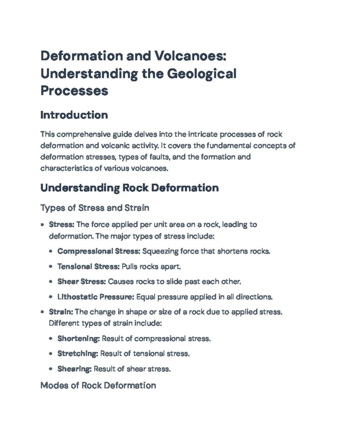 Geological Processes: Rock Deformation and Volcanism Insights ...
