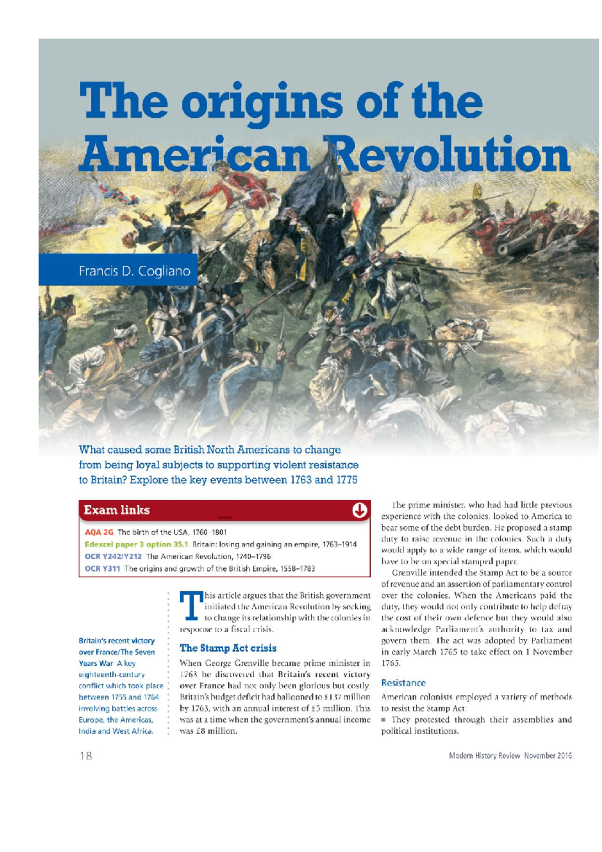 01. Causes of American Revolution - / 18 Modern History Review November ...