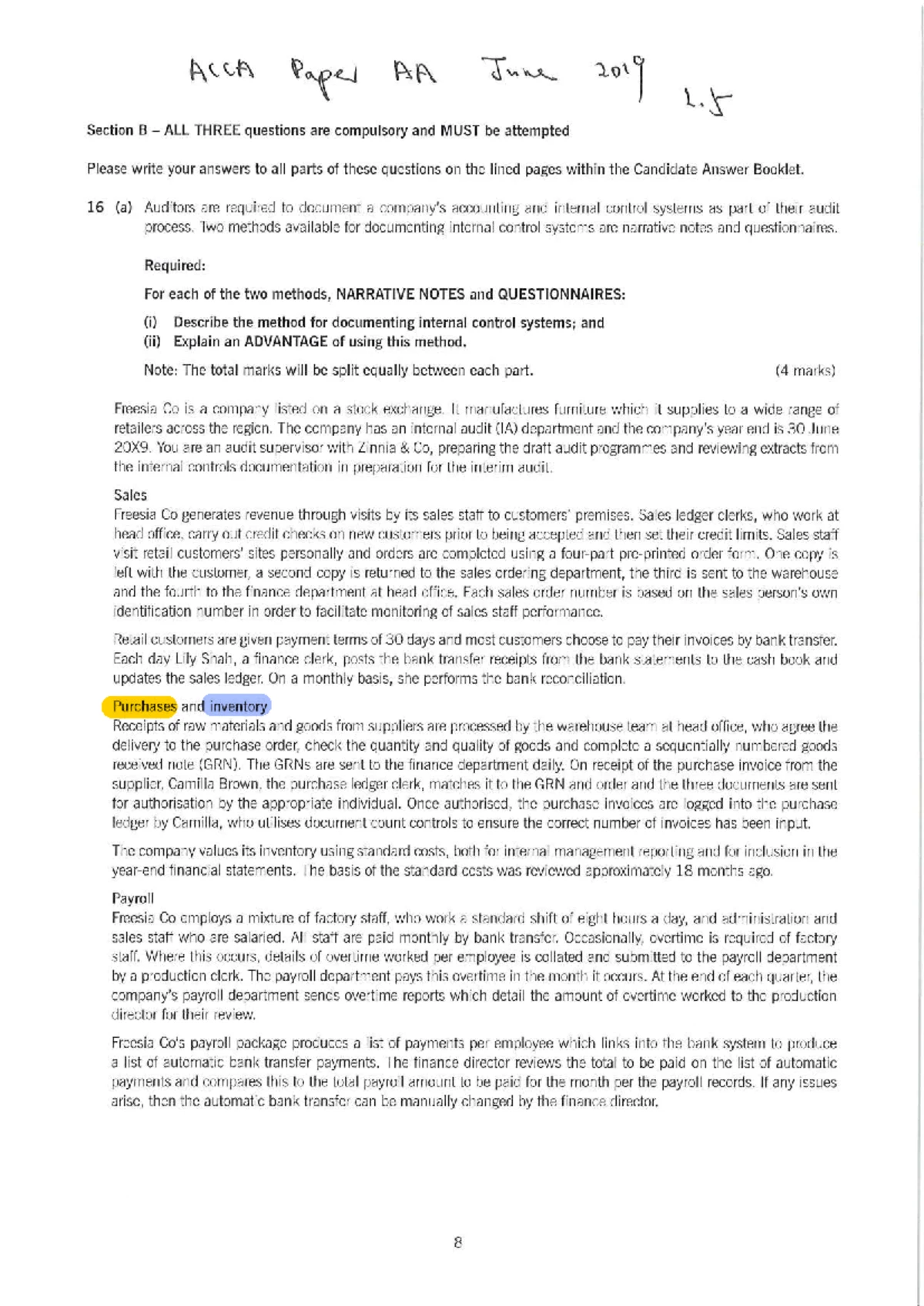 ACCA Paper AA June 2019 Lecture 2 QA: Internal Controls & Audit ...