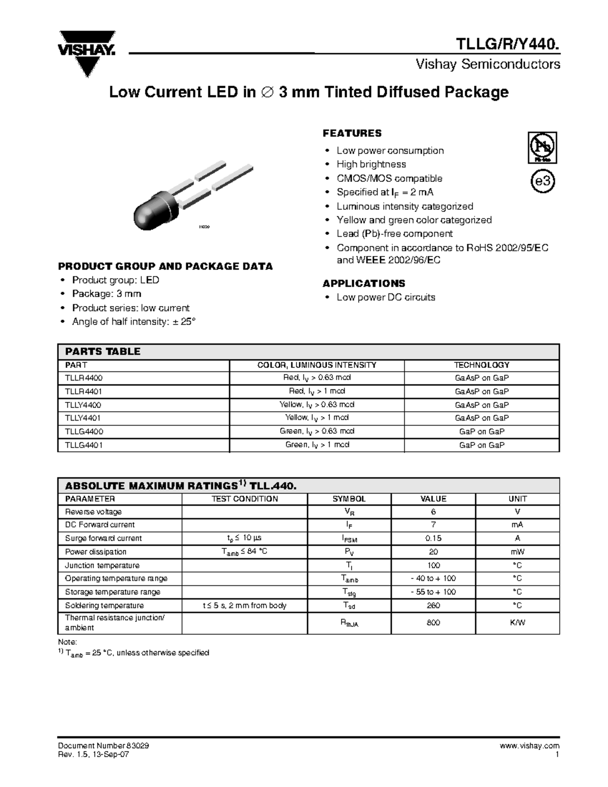 LED ROJO 3mm - Low Current Specifications and Characteristics - Studocu