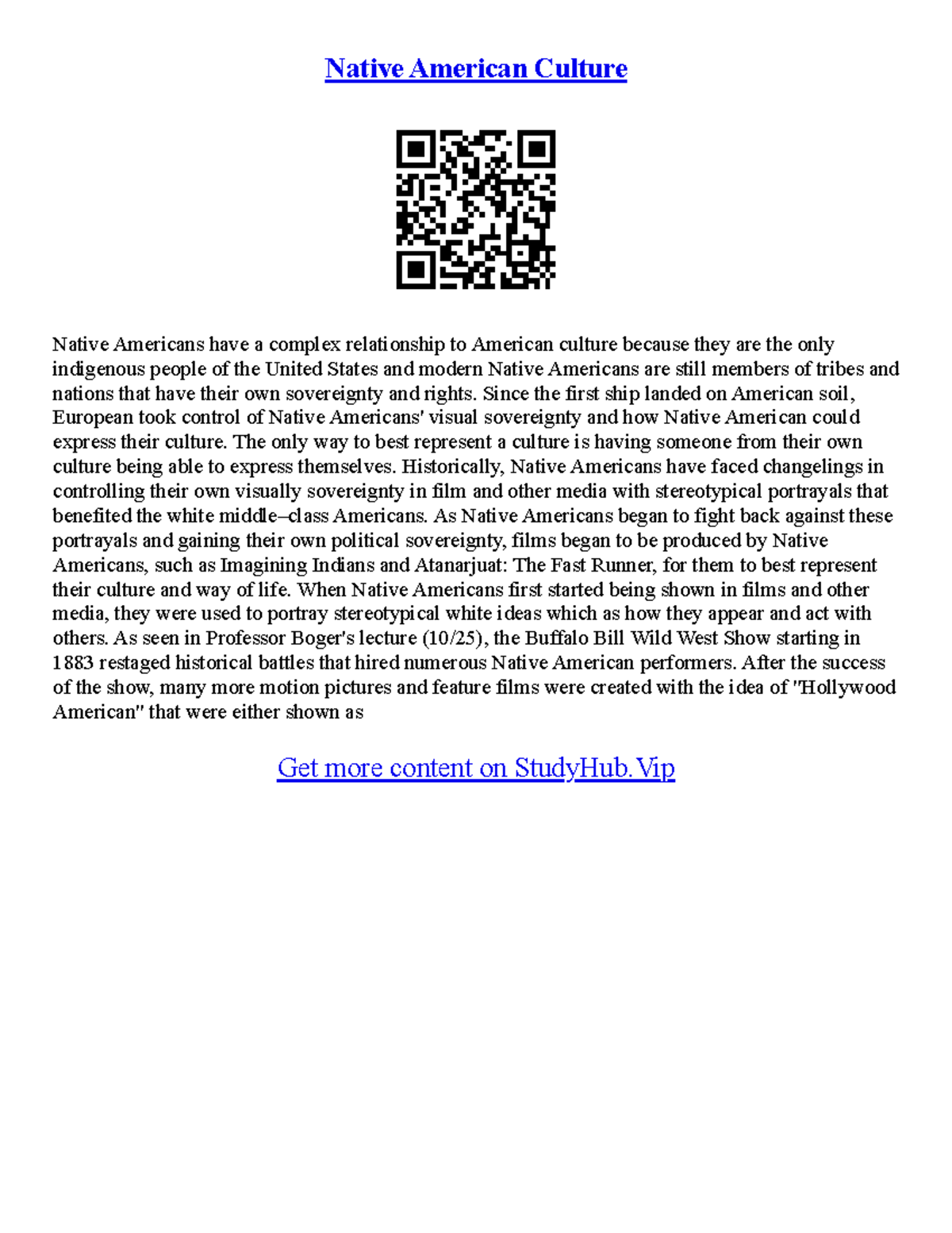 Native American Culture Essay: Exploring Identity and Expression - Studocu