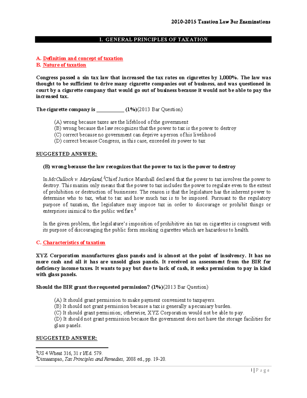 Sample/practice exam 2015, questions and answers - I. GENERAL ...