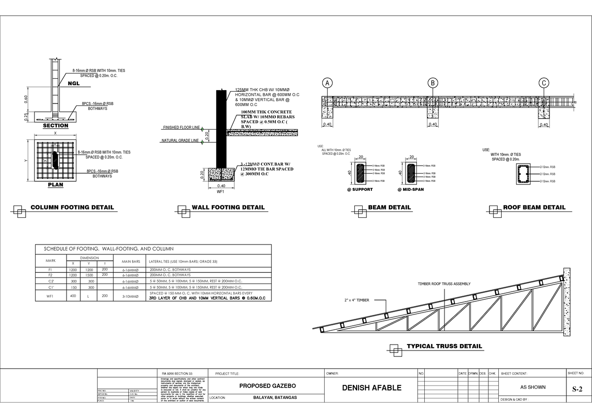 C4 - Detailed Structural Plans and Specifications for Gazebo - Studocu