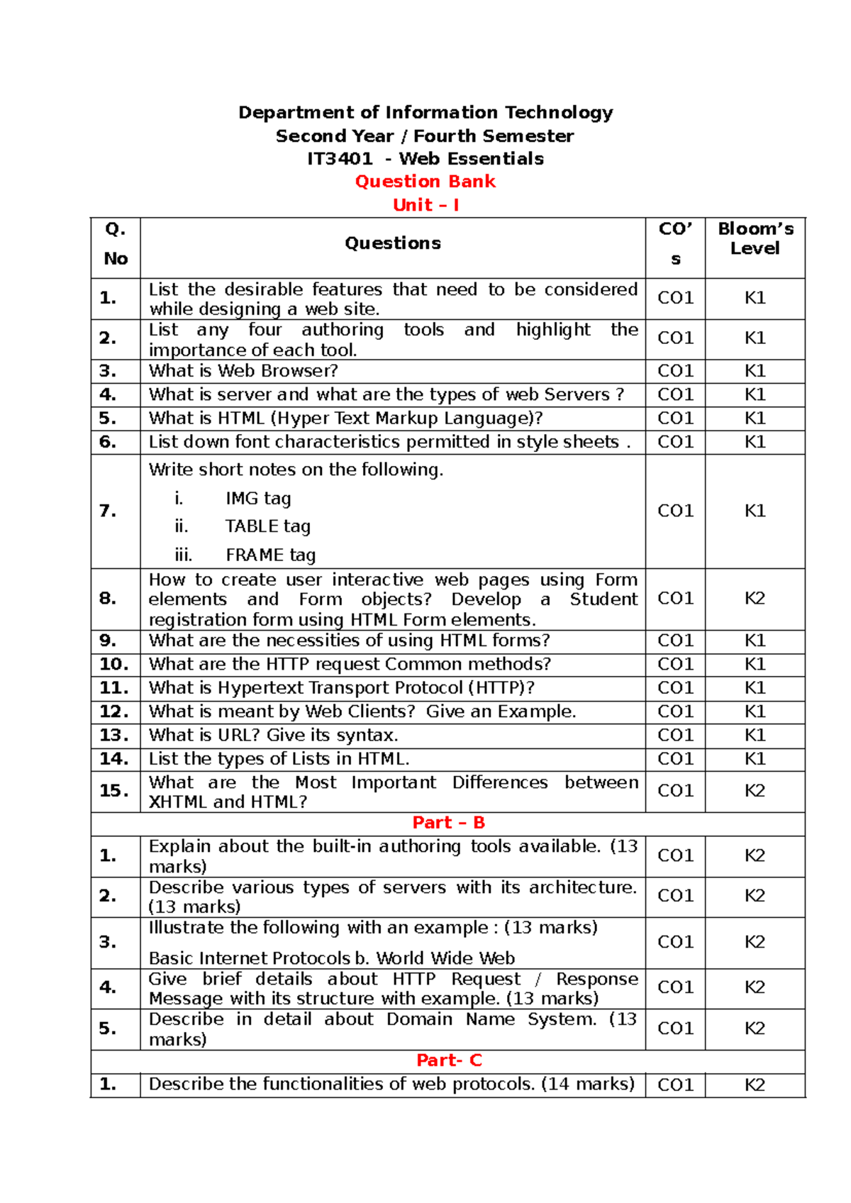 IT3401 QB - Web Essentials Question Bank for Second Year - Studocu