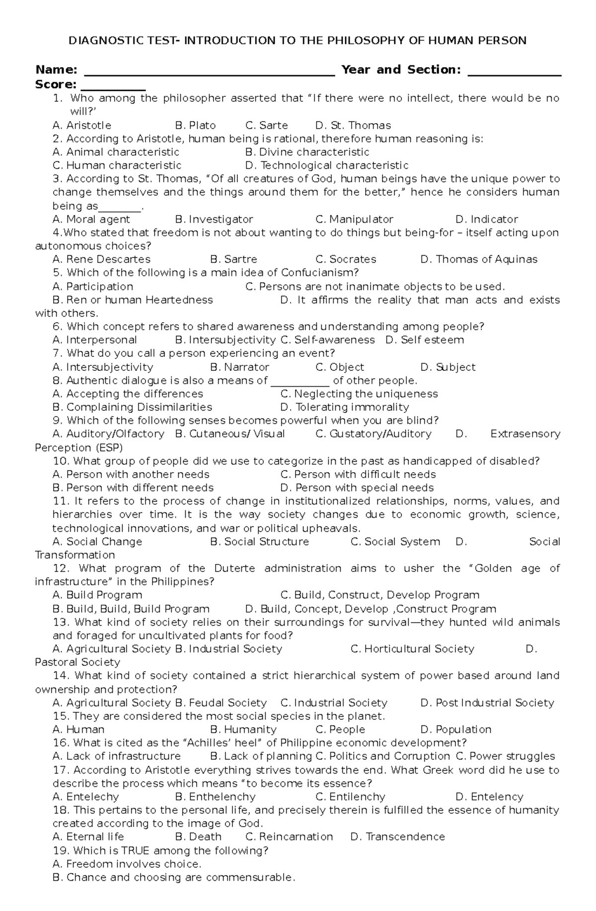 Philosophy-Exam-2nd-Quarter-Diagnostic-Test-Intro-Human-Philosophy ...