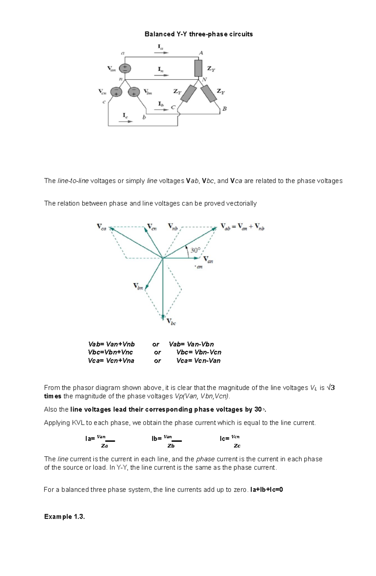 Balanced Y-Y Three-Phase Circuit Analysis and Calculations - Studocu