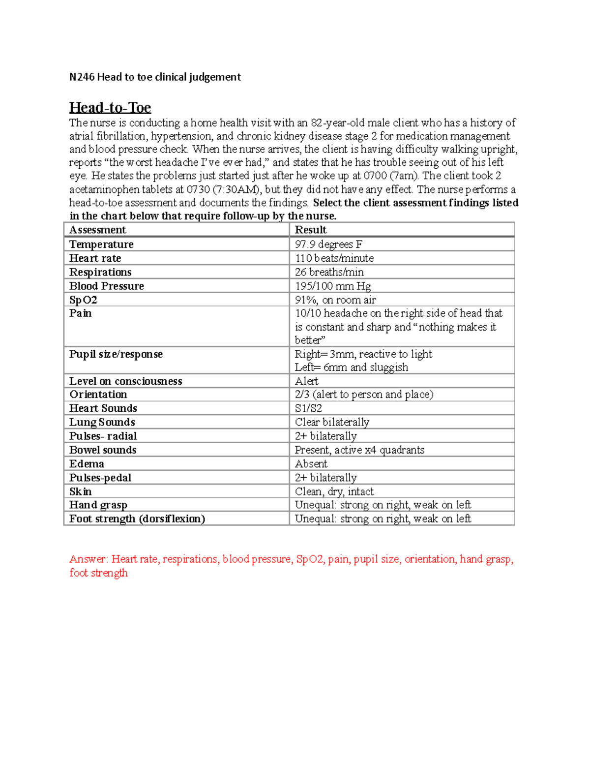 N246 Neuro judgement KEY(1) 8.43.35 AM - N246 Head to toe clinical ...