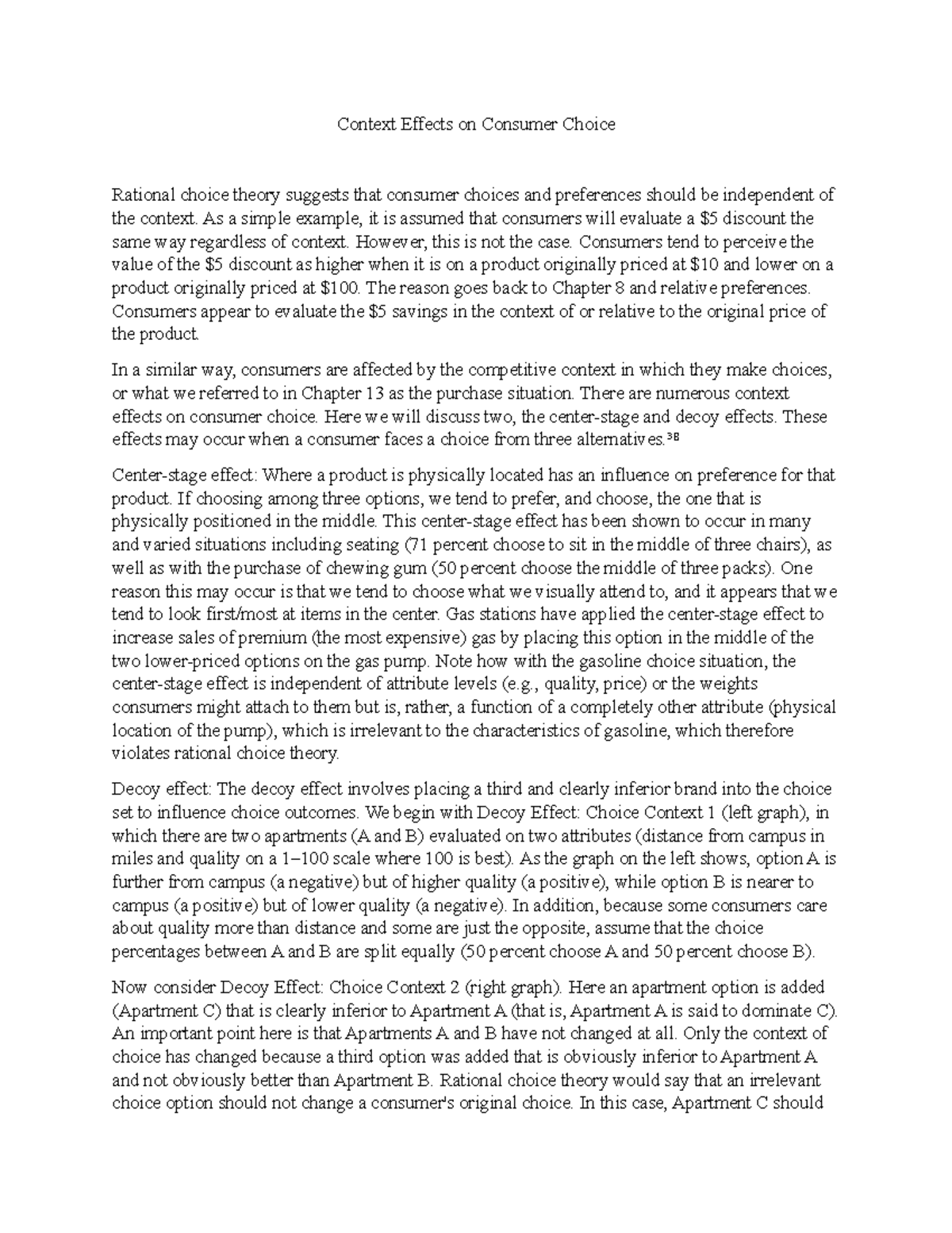 Case Study: Context Effects on Consumer Choice (Chapter 16) - Studocu