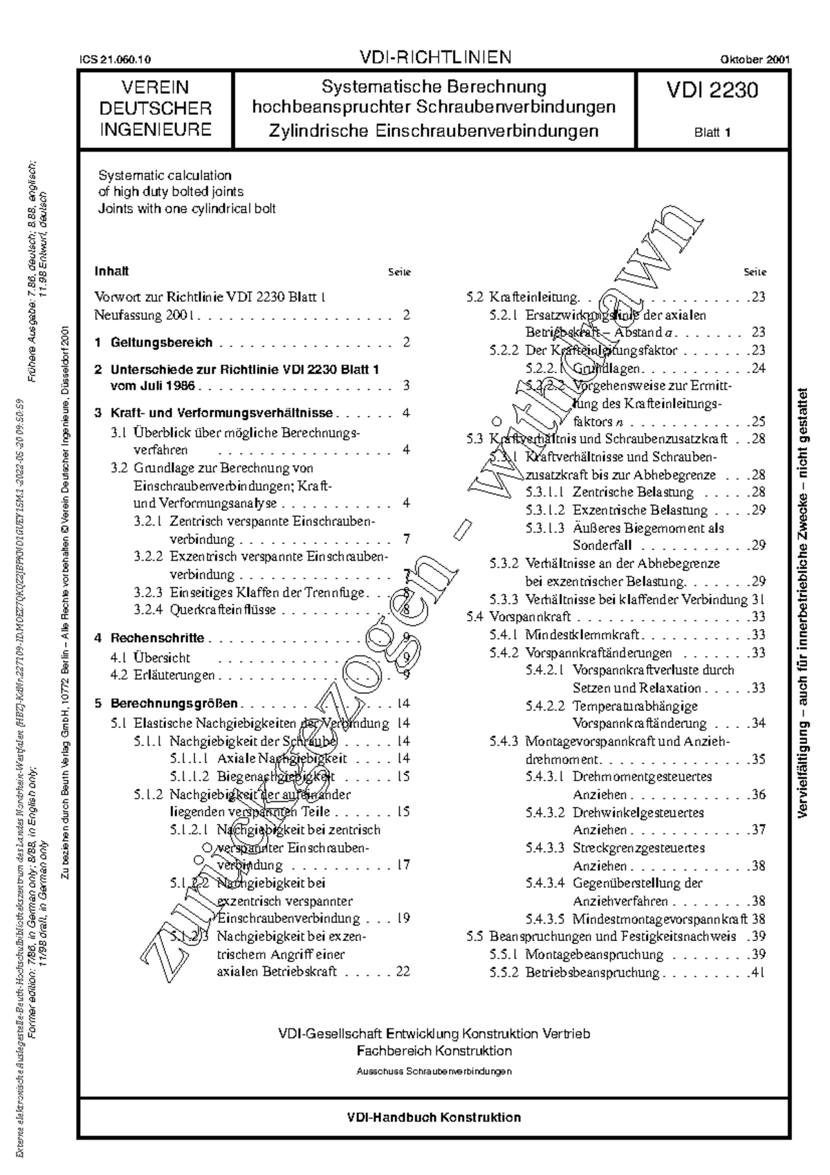 VDI 2230 Blatt 1: Systematic Calculation of High-Duty Bolted Joints ...