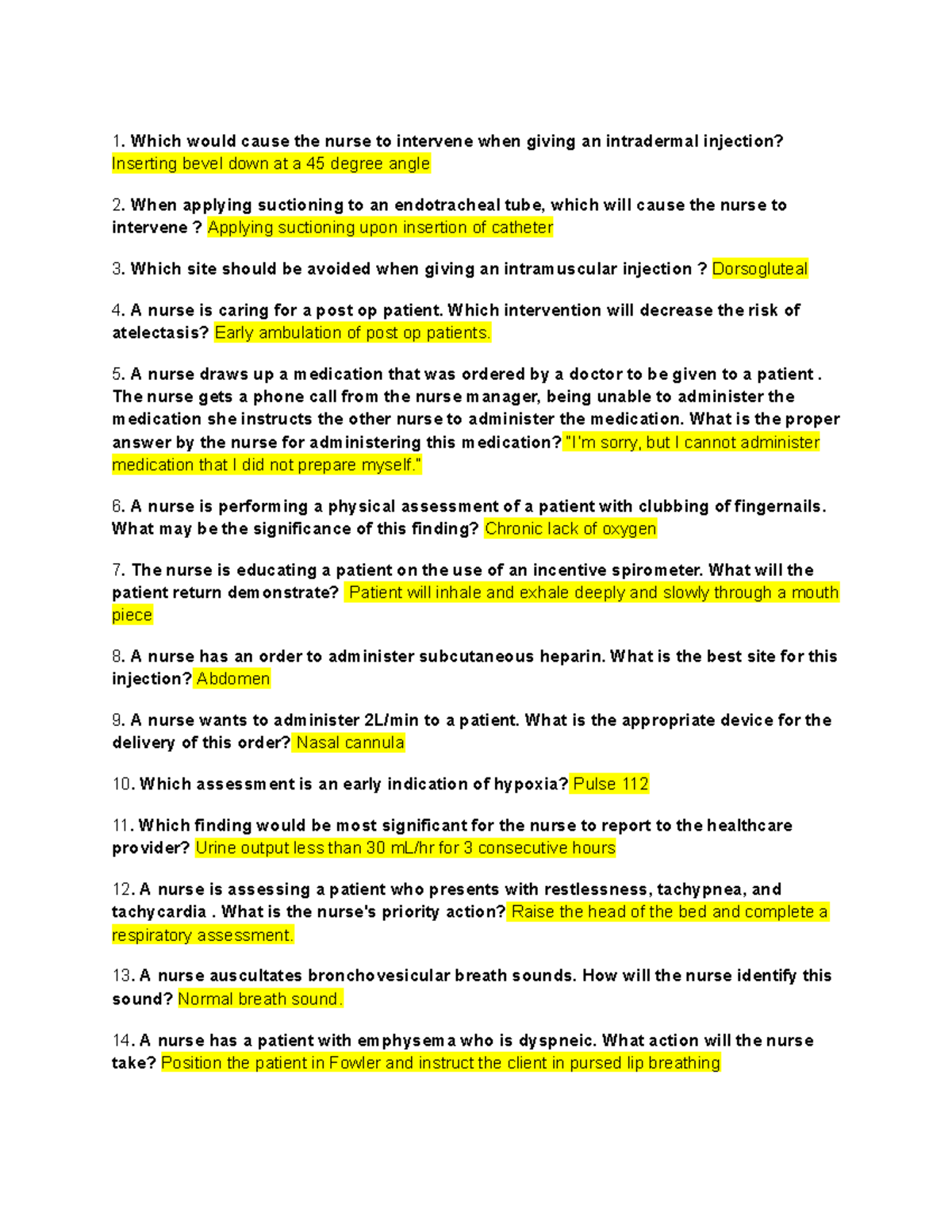 Exam 3 Review: Med Surg 1 Key Nursing Interventions and Assessments ...