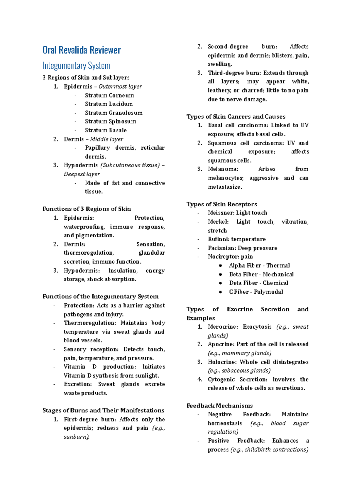 Transes Oral Revalida 2: Comprehensive Reviewer for Integumentary ...
