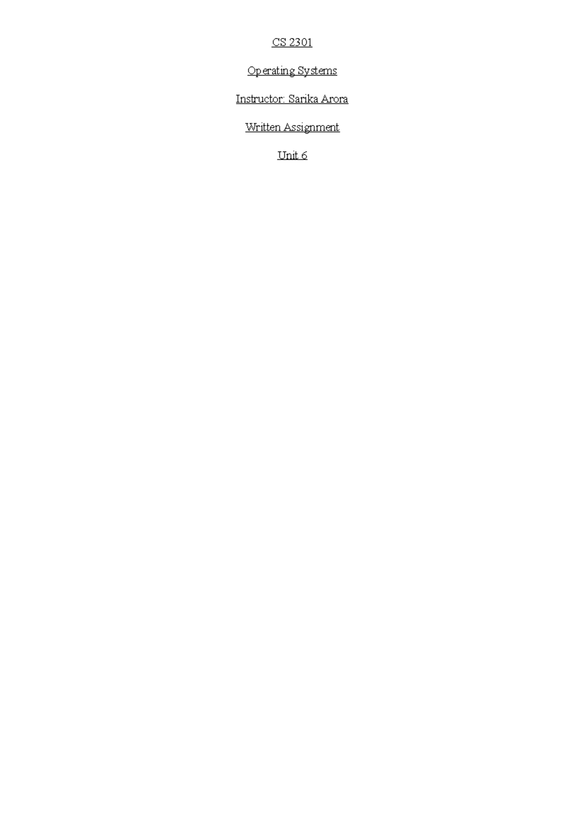 CS 2301 Written Assignment: Exploring Linux File System Commands - Studocu