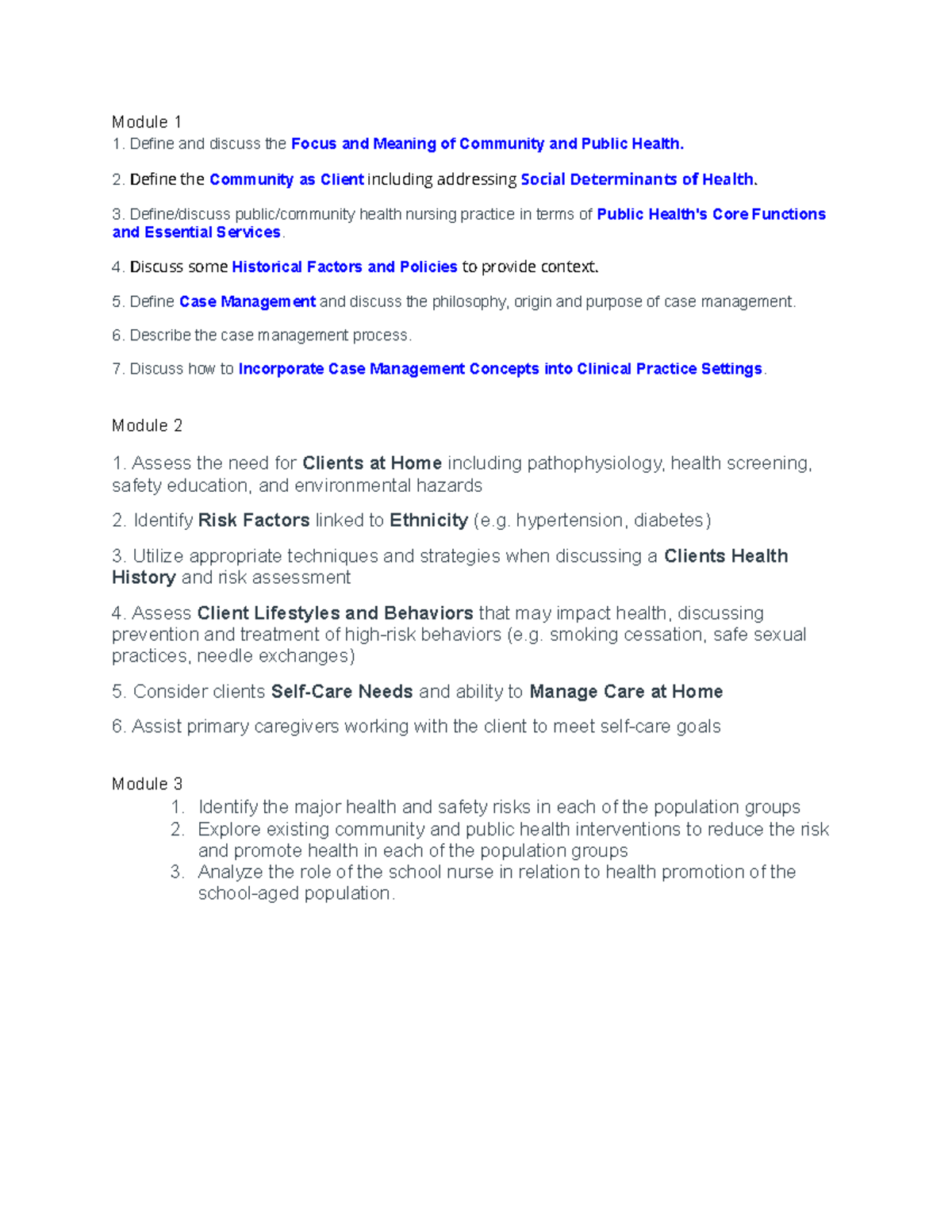 Midterm learning objectives - Module 1 1. Define and discuss the Focus ...