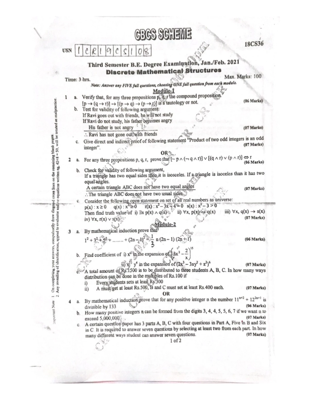 Bcs405a Discrete Mathematical Structures Course Overview And Modules