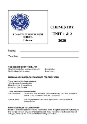 IB Chemistry Specimen Papers 1A, 1B, and 2 for 2025 Examinations - Studocu