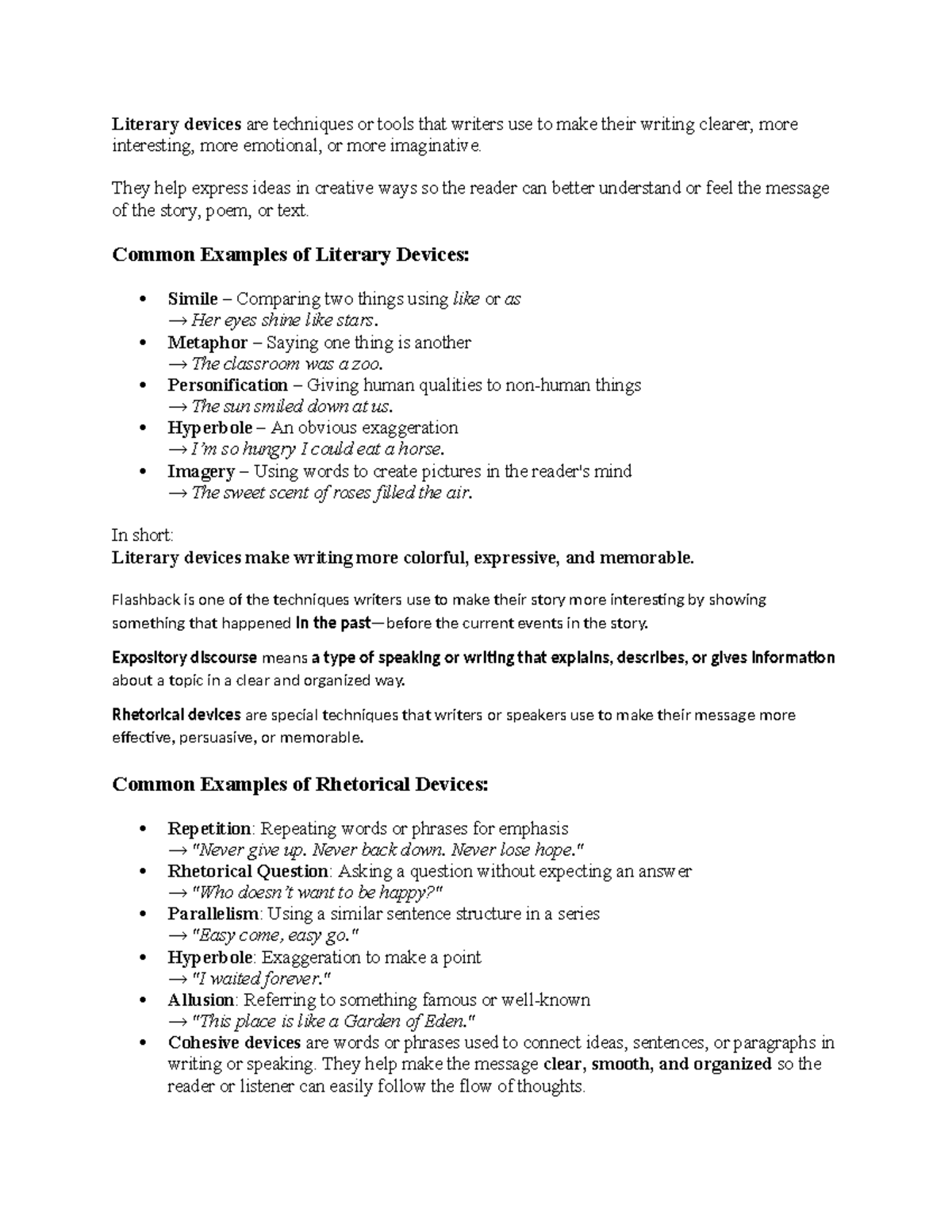 Literary Devices & Techniques: A Comprehensive Overview for TE 101 ...