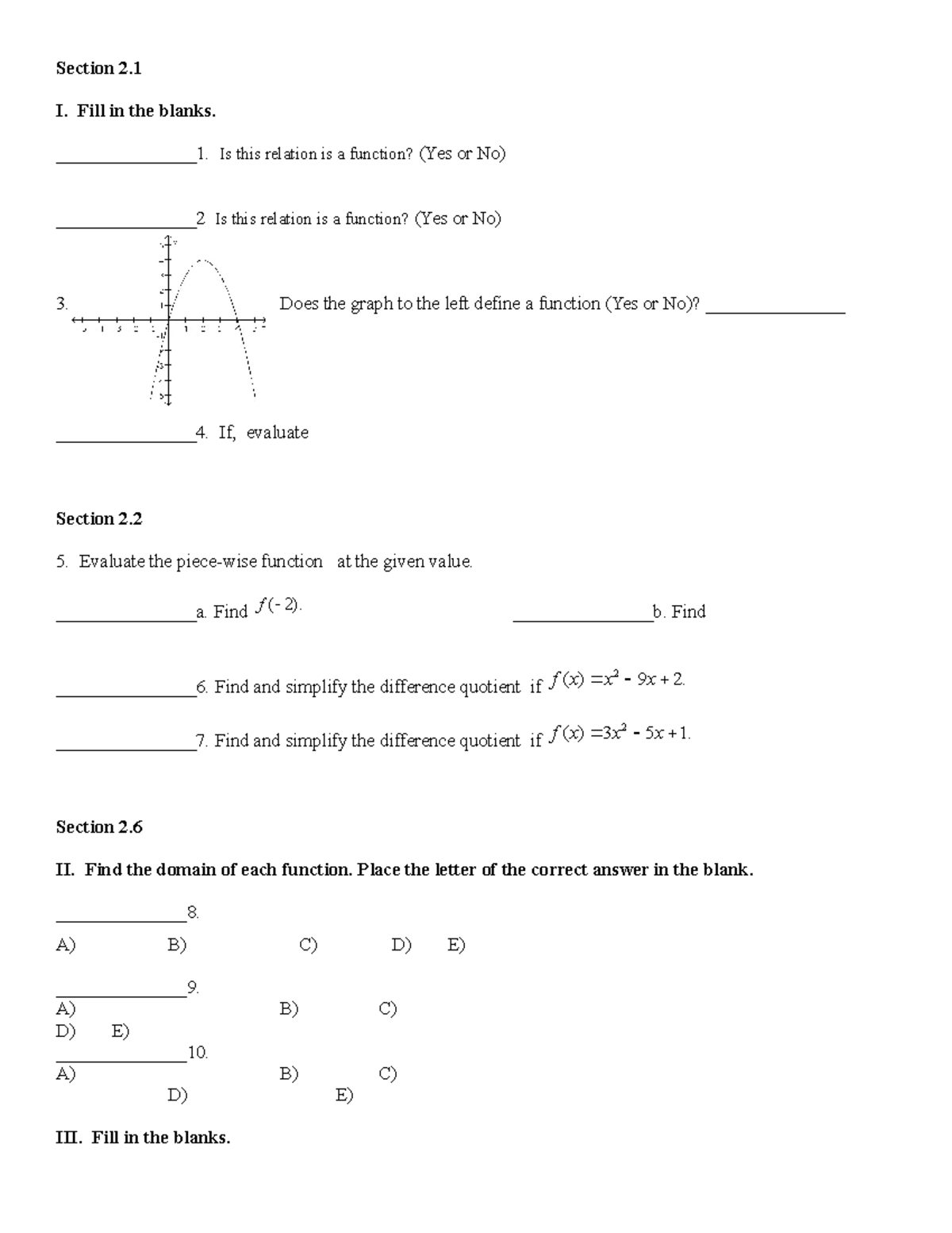 Test 3 Extra Practice: Functions, Inverses & Equations Review - Studocu