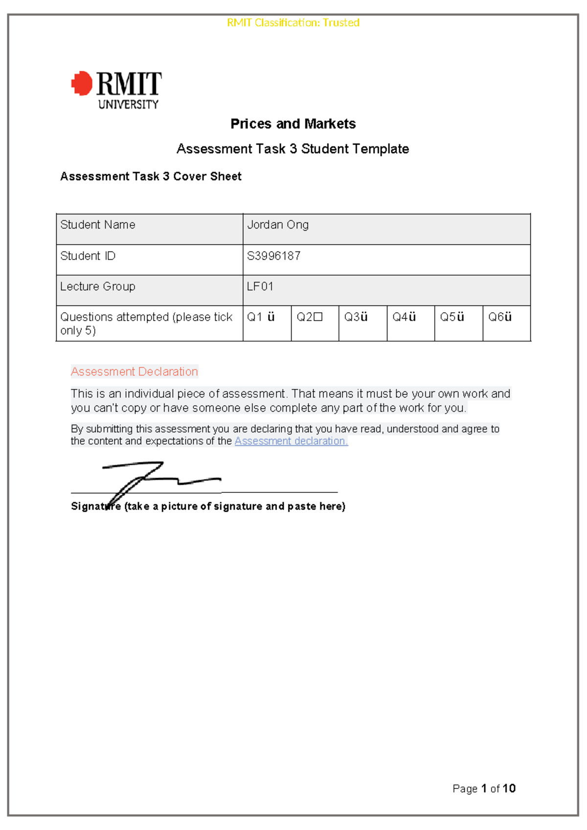 Assessment 3 - Prices and Markets Analysis (A3) - Studocu