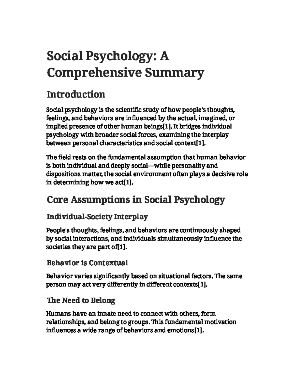 Social Psychology (PSY 101): Comprehensive Summary and Key Concepts ...