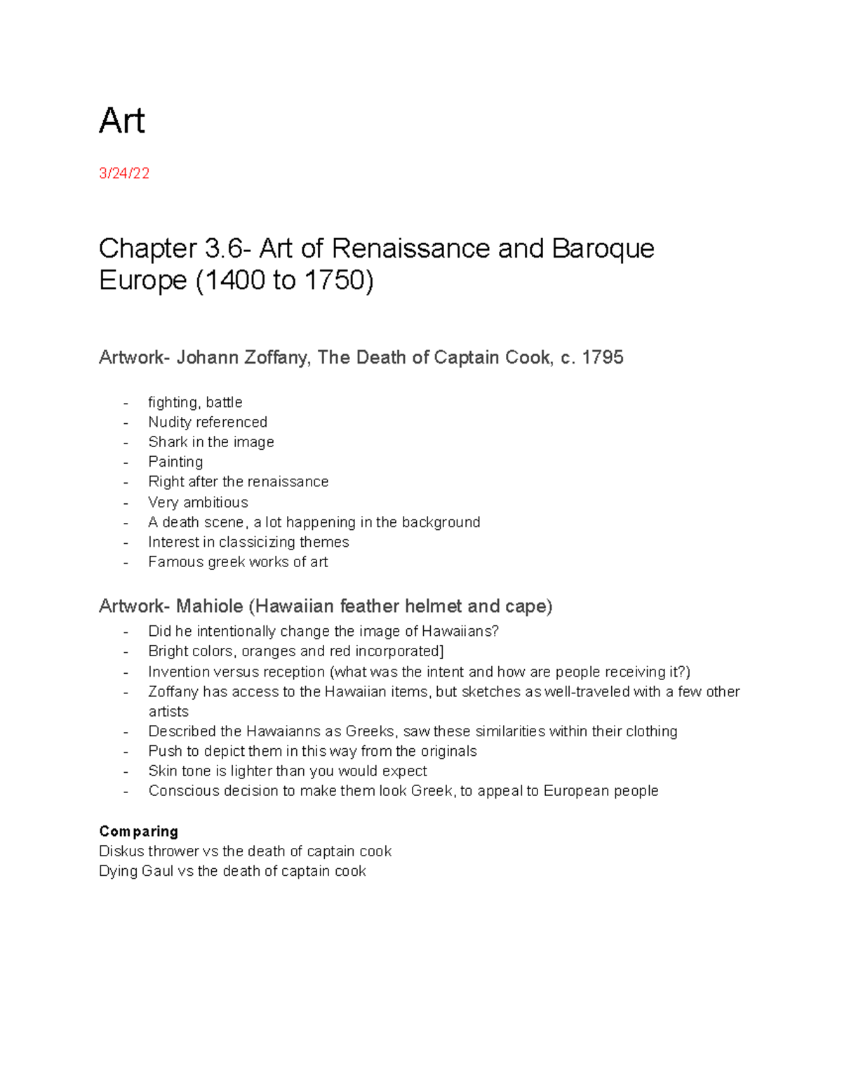 Art of Renaissance and Baroque Europe - Studocu