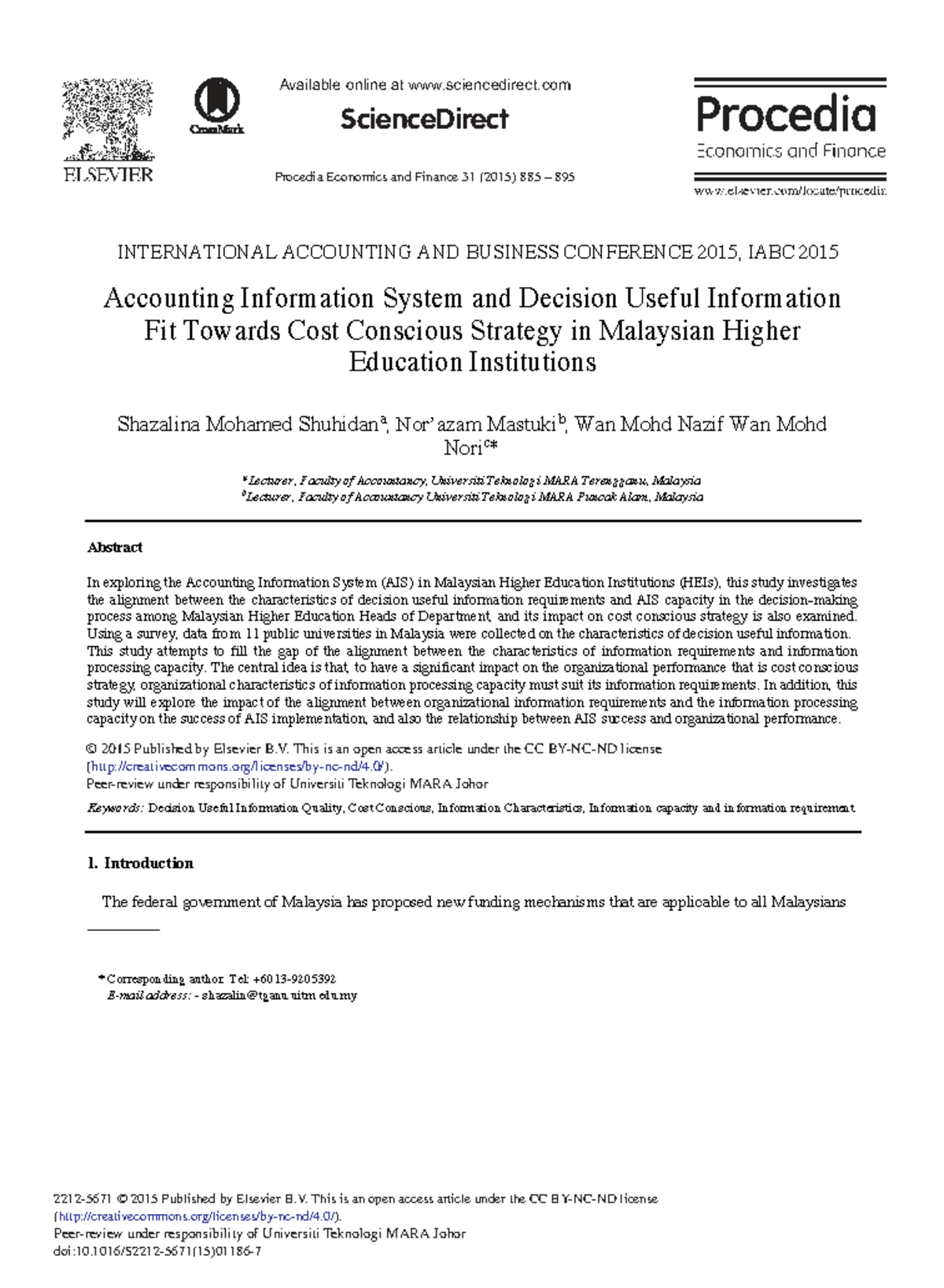 AIS and Decision Useful Information Fit for Cost-Conscious Strategies ...
