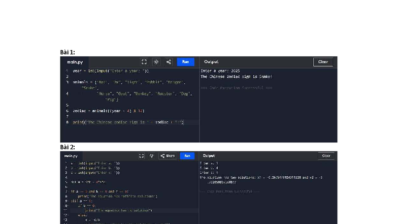 Cnttlab 3xhaf - Chấm: Python Code Execution Outputs - Studocu
