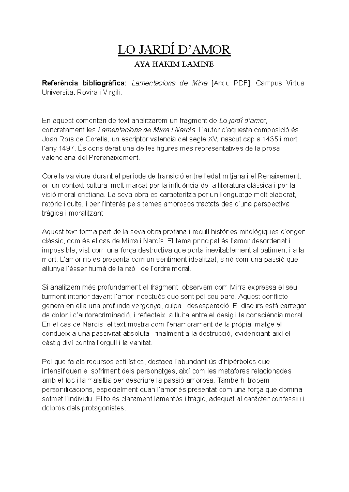 Anàlisi de "Lamentacions de Mirra" en LO Jardí D'AMOR - Aya Hakim ...