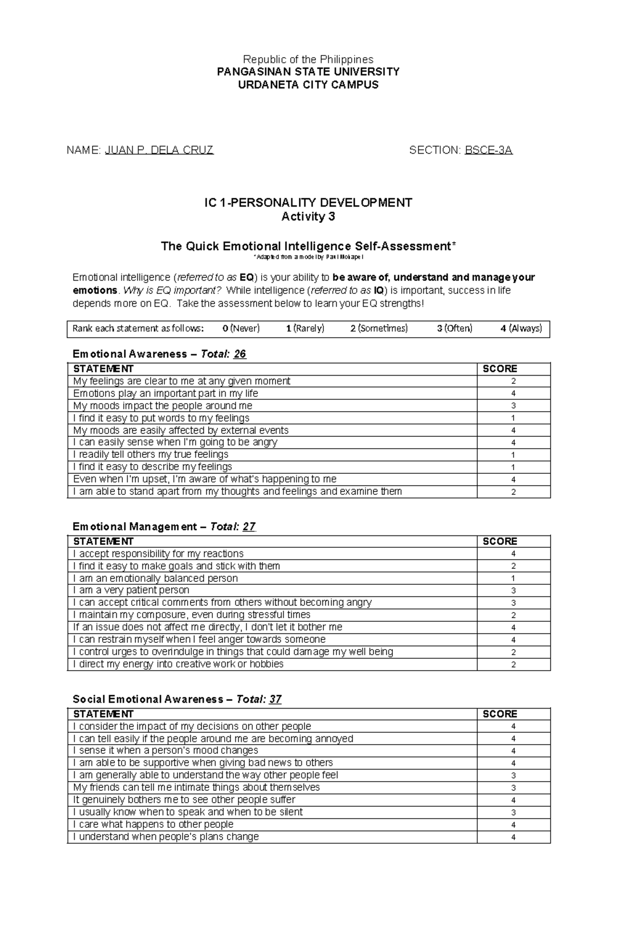 Perdev-Activity 3: Enhancing Emotional Intelligence and Self-Awareness ...