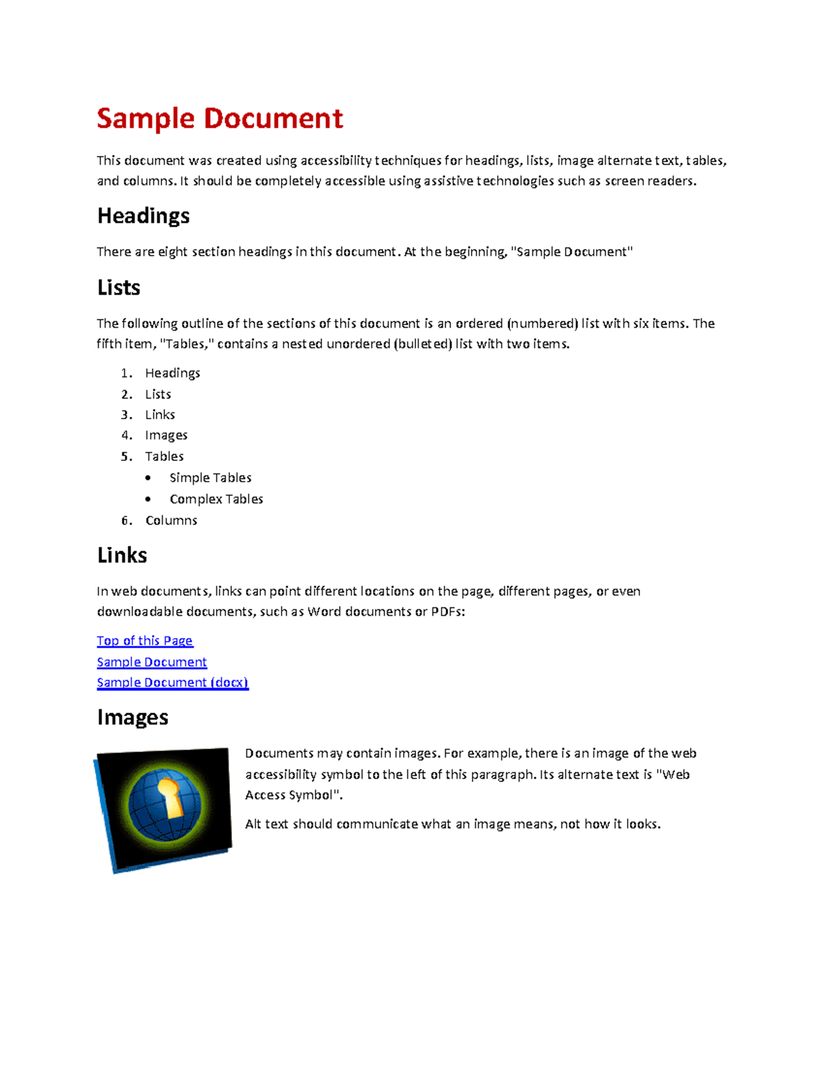Accessibility Techniques in Sample Document - Studocu