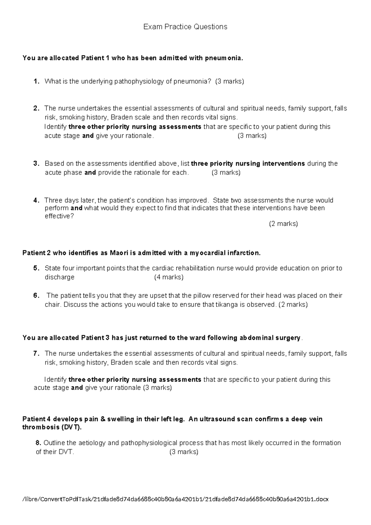 Nursing Exam Practice Questions: Patient Care Scenarios and Assessments ...