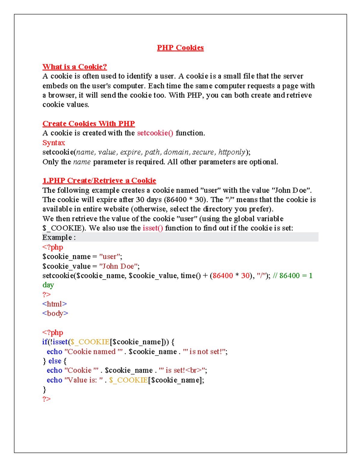 Unit 7: PHP Cookies, Sessions, and Authentication Overview - Studocu