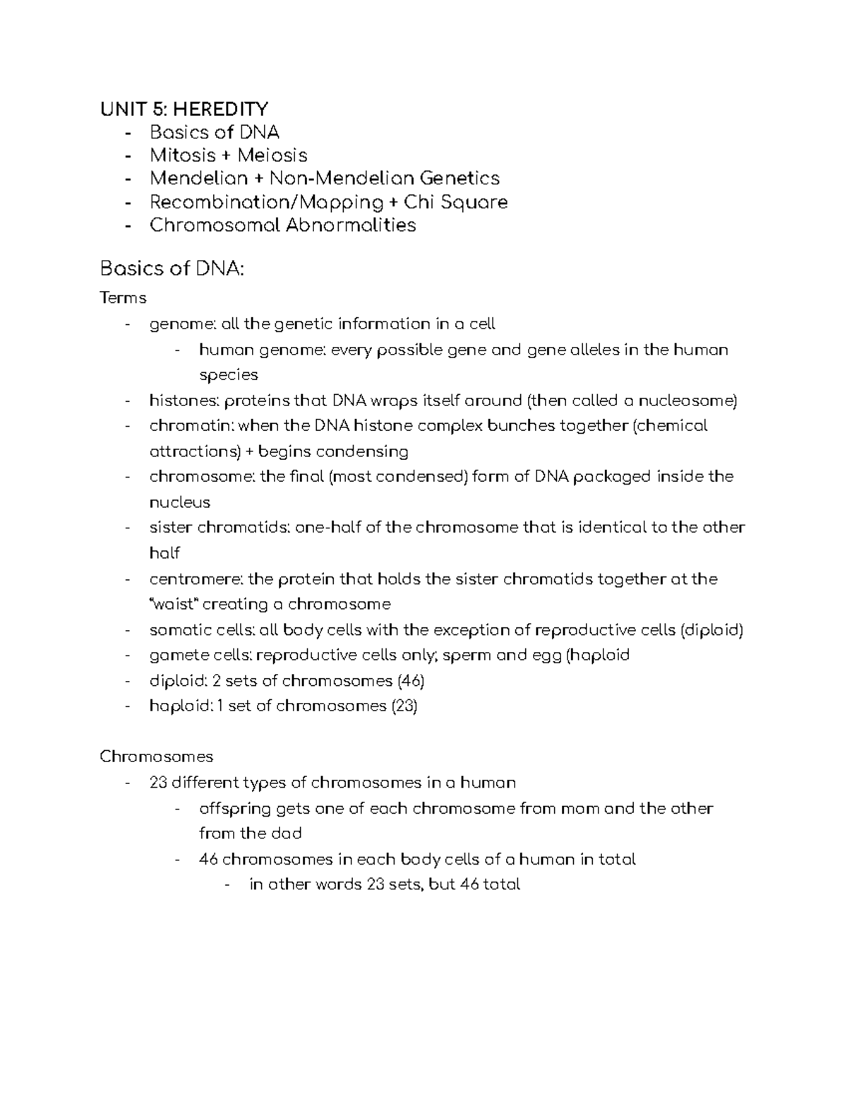 AP Biology Exam Study Guide: Unit 5 - Heredity and Genetics - Studocu