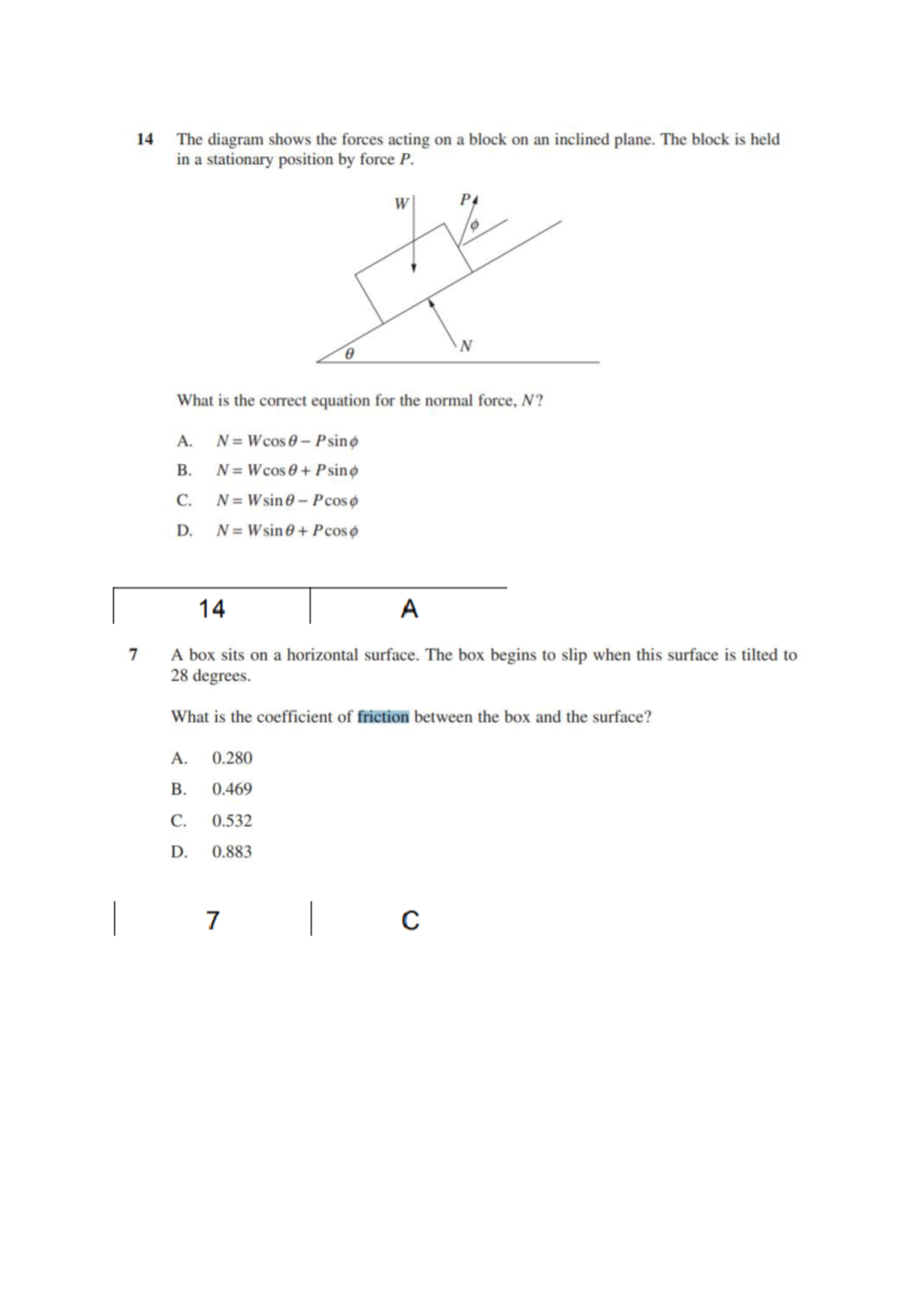 Engineering HSC Friction Questions 2020 - Inclined Plane Problems - Studocu