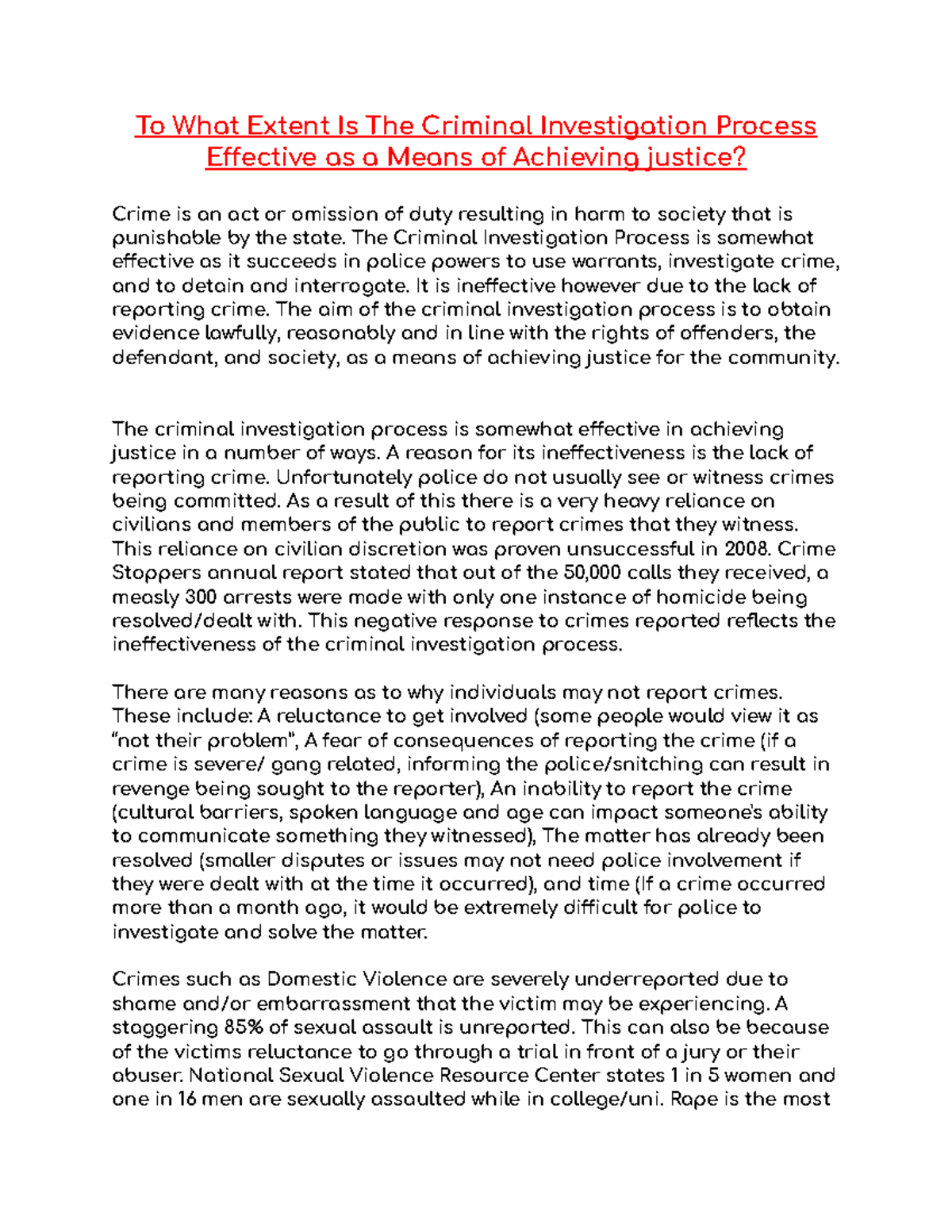 Effectiveness of the Criminal Investigation Process in Achieving ...
